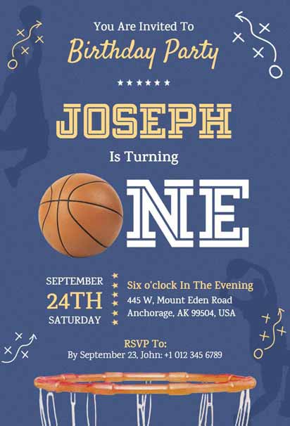 Basketball Party Invitation Free Template Basketball Birthday Sports