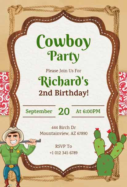Cowboy Birthday Invitation Templates - Free | Printable