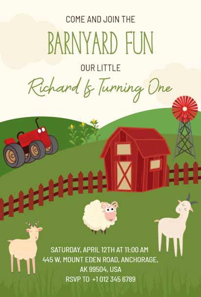 Farm Birthday Invitation Templates - Free | Edit | Download