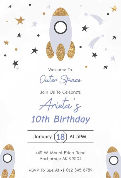 Space Birthday Invitation Templates - Free | Edit | Download