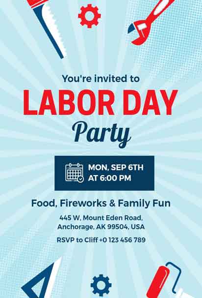 Labor Day Party Invitation Templates - Free | Downloadable