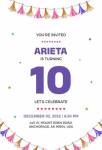 10th Birthday Party Invitation Templates - Free | Printable