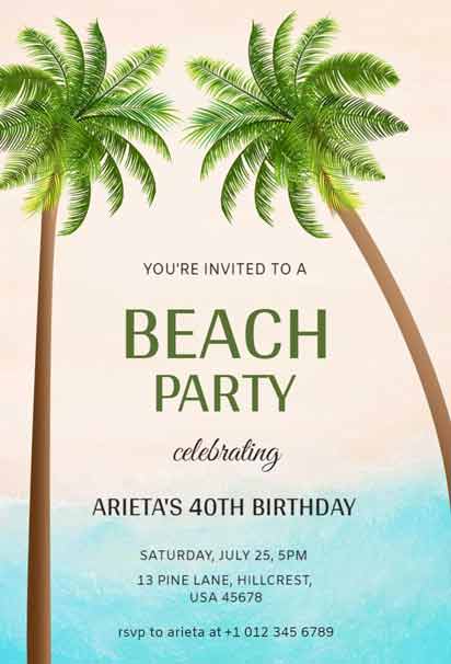 Beach Birthday Invitation Templates - Free | Edit | Download