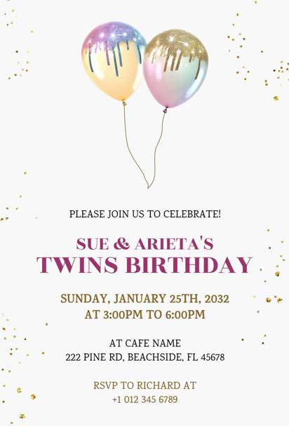 Balloon Invitation Templates - Free | Customize | Download