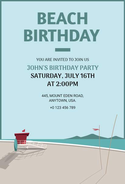 Beach Birthday Invitation Templates - Free | Edit | Download