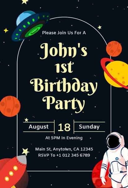 Space Birthday Invitation Templates - Free | Edit | Download