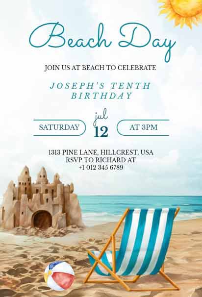 Beach Party Invitation Templates
