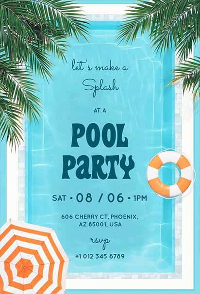 40+ Printable Pool Party Invitation Templates 2025 | Ideas