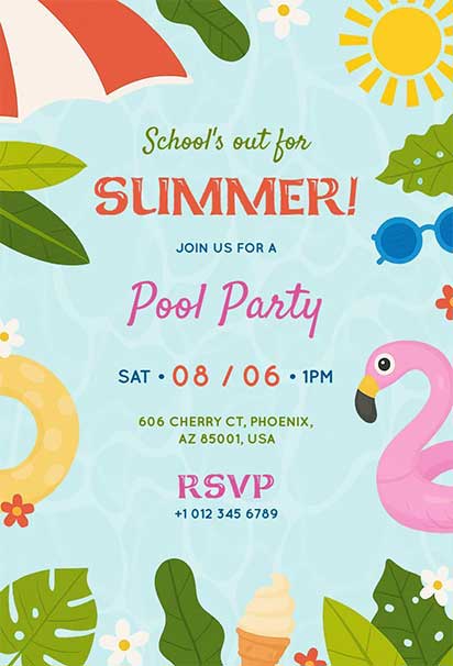 40+ Printable Pool Party Invitation Templates 2025 | Ideas