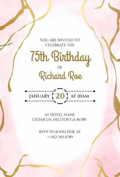 Golden Birthday Invitation Templates - Free | Printable