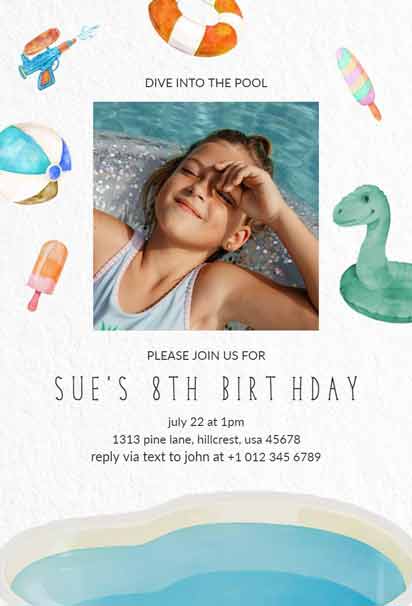 8th Birthday Invitation Templates - Free | Edit | Download