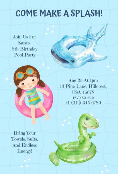 8th Birthday Invitation Templates - Free | Edit | Download