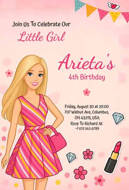 Barbie Birthday Invitation Templates - Free | Download