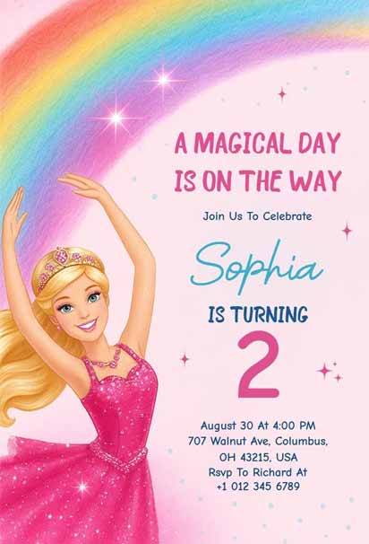 Barbie Birthday Invitation Templates - Free | Download