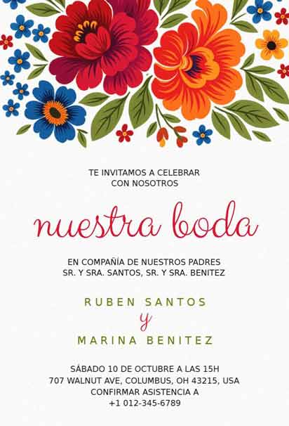 Spanish Wedding Invitation Templates - Free | Download