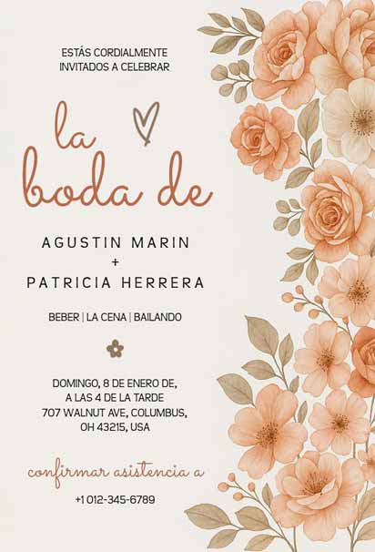 Spanish Wedding Invitation Templates - Free | Download