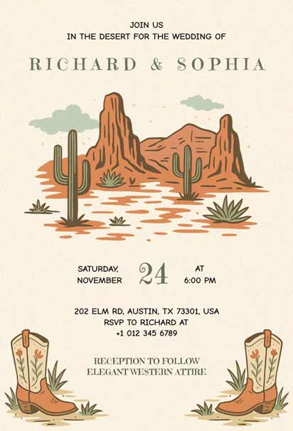 Western Wedding Invitation Templates - Free | Customizable