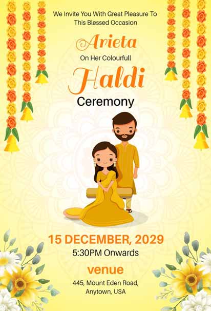 Haldi Ceremony Invitation Templates - Free | Edit | Download