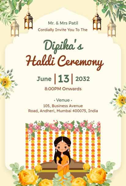 Haldi Ceremony Invitation Templates - Free | Edit | Download
