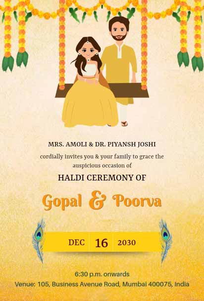 Haldi Ceremony Invitation Templates - Free | Edit | Download