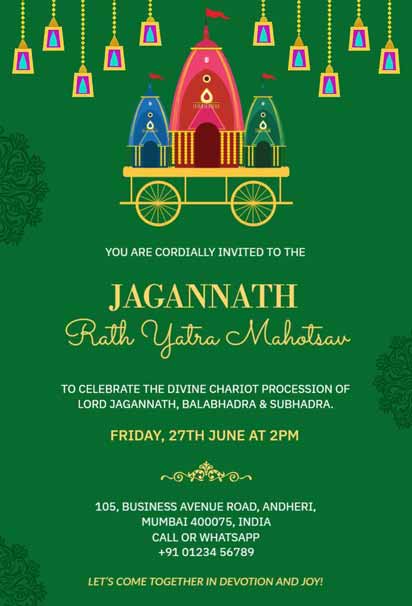 Free Jagannath Rath Yatra Invitation Templates