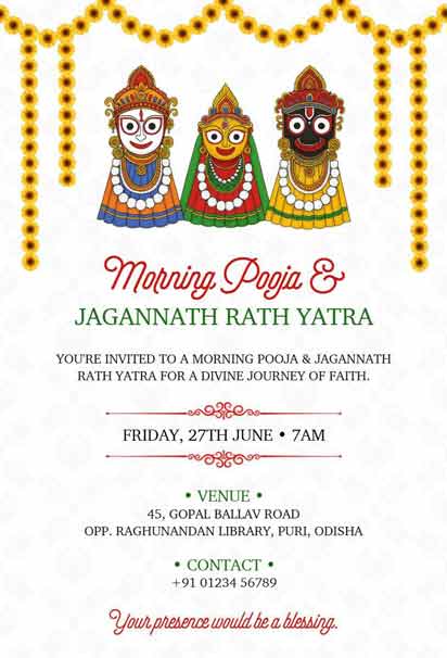Free Jagannath Rath Yatra Invitation Templates