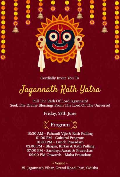 Free Jagannath Rath Yatra Invitation Templates