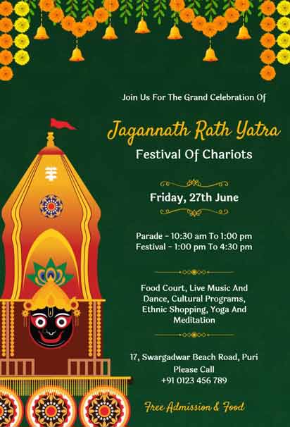 Free Jagannath Rath Yatra Invitation Templates