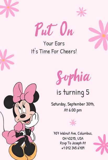 Minnie Mouse Birthday Invitation Templates - Free | Download