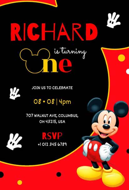 Mickey Mouse Birthday Invitation Templates - Free | Download
