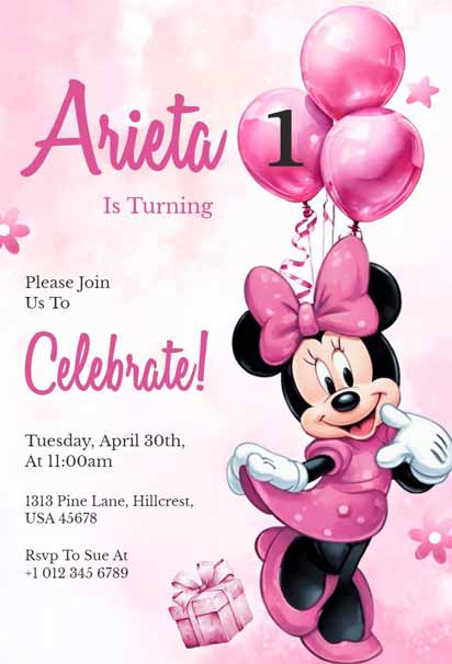 Minnie Mouse Birthday Invitation Templates - Free | Download