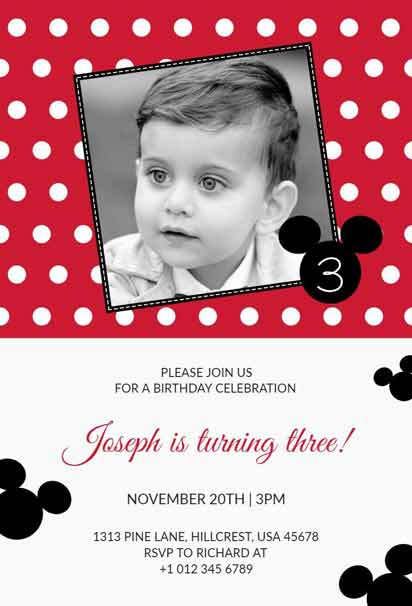 Mickey Mouse Birthday Invitation Templates - Free | Download