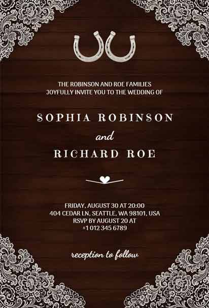 Western Wedding Invitation Templates - Free | Customizable