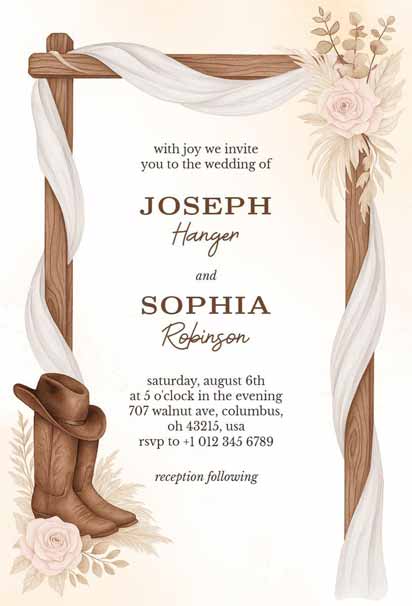 Western Wedding Invitation Templates