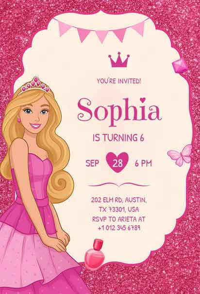 Barbie Birthday Invitation Templates - Free | Download