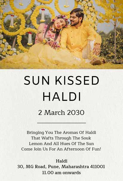 Haldi Ceremony Invitation Templates - Free | Edit | Download