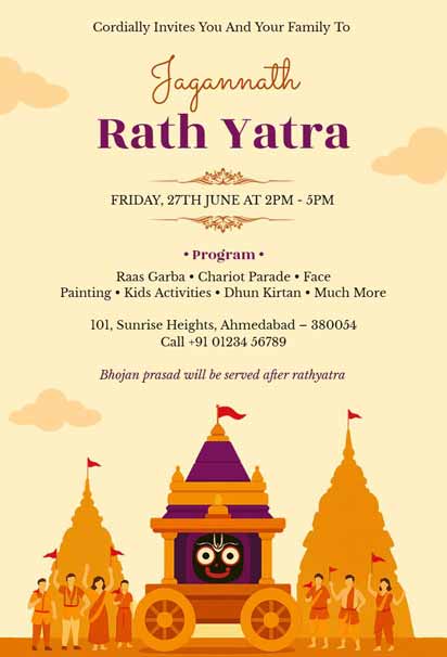 Free Jagannath Rath Yatra Invitation Templates