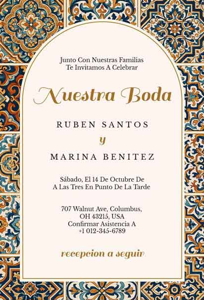 Spanish Wedding Invitation Templates - Free | Download