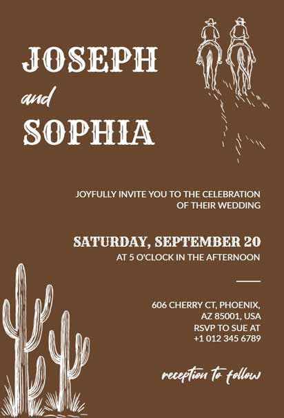 Western Wedding Invitation Templates - Free | Customizable