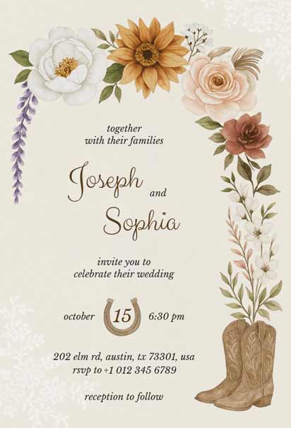 Western Wedding Invitation Templates - Free | Customizable