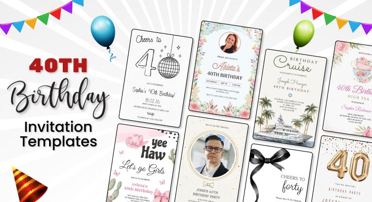 40th Birthday Invitation Templates - Free | Printable