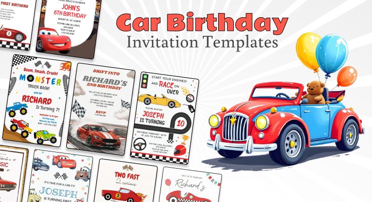 Car Birthday Invitation Templates - Free | Customizable
