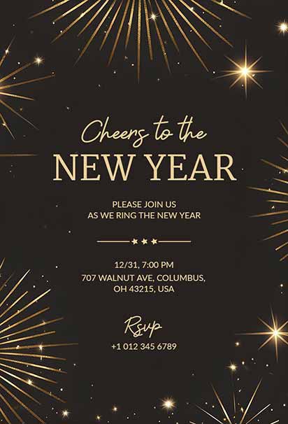 New Year Invitation Templates - Customizable Designs & Ideas