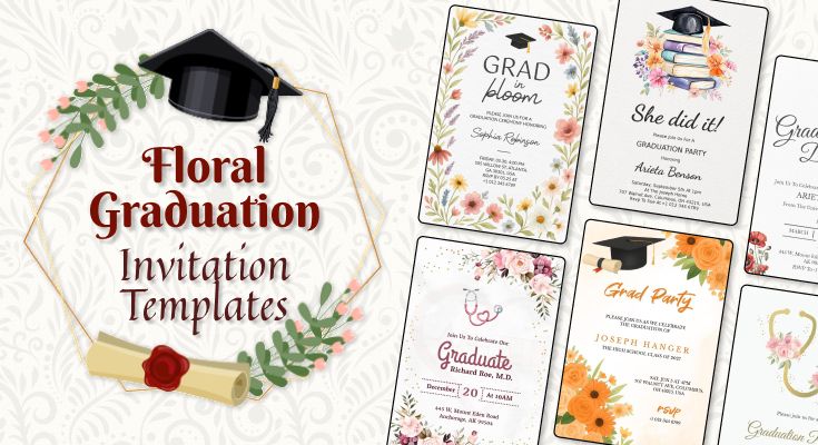 Floral Graduation Invitation Templates - Free | Printable