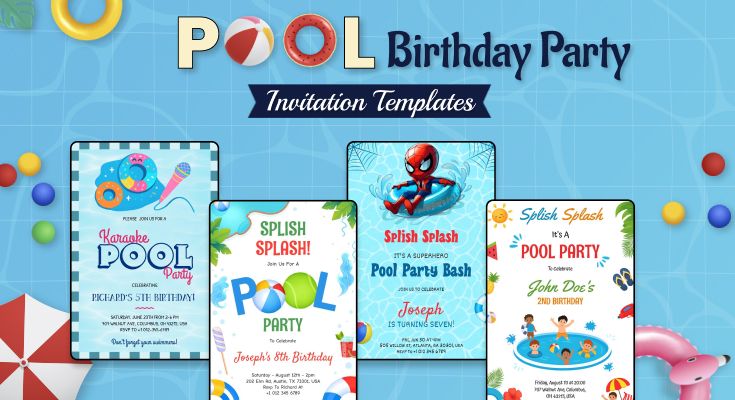Pool Birthday Party Invitation Templates - Free | Customize