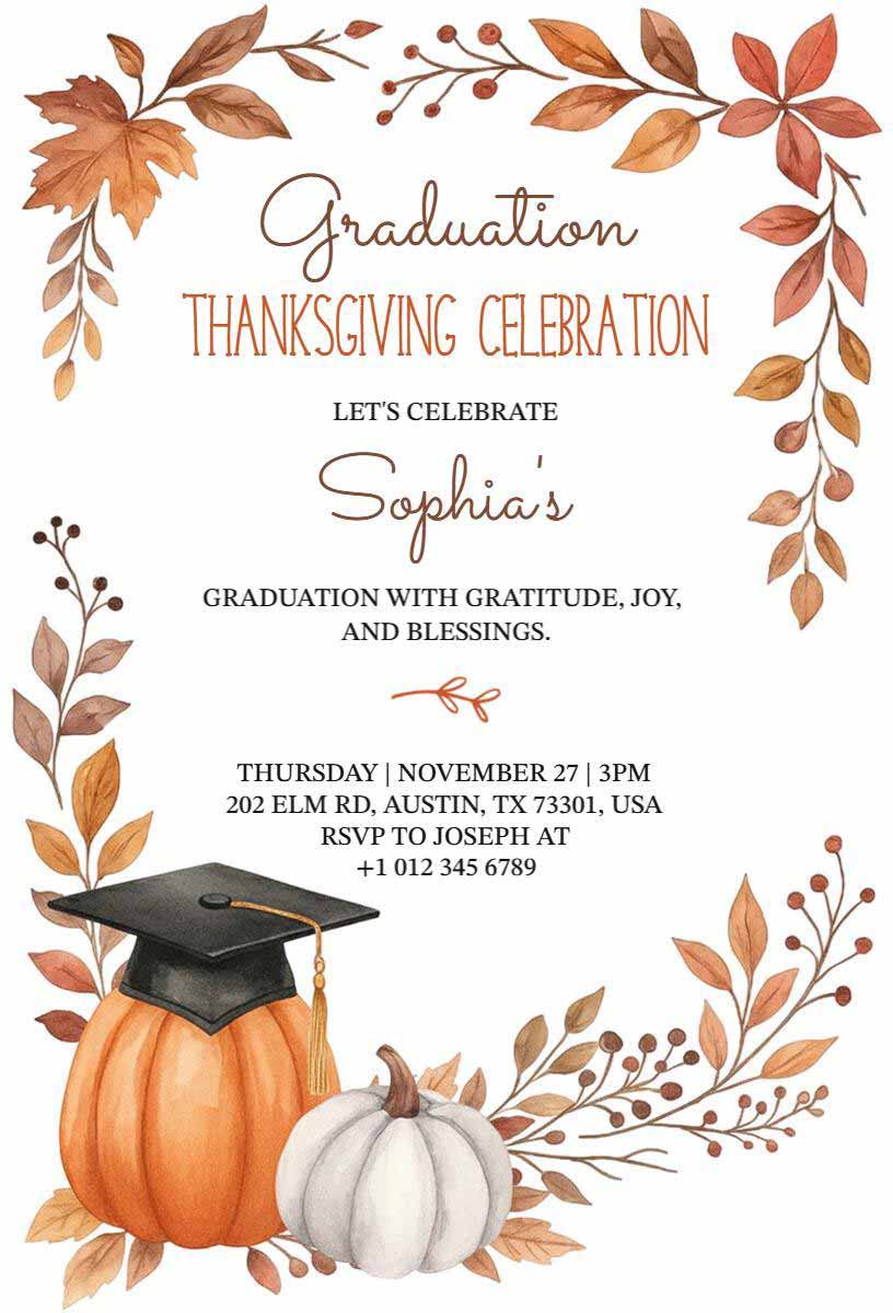 Download Graduation Thanksgiving Invitation Template (2025)