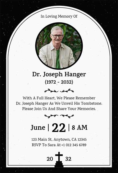 Tombstone Unveiling Invitation Templates (Free Design Ideas)