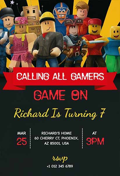 Roblox Birthday Invitation Templates [Editable Designs & Ideas]