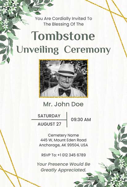 Tombstone Unveiling Invitation Templates (Free Design Ideas)