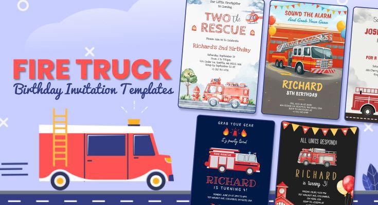Fire Truck Birthday Invitation Templates | Free Designs & Ideas